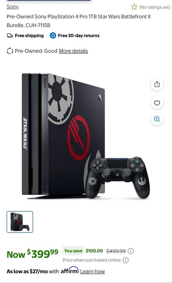 Sony PlayStation 4 Pro Star Wars Battlefront II Console Edition With ...