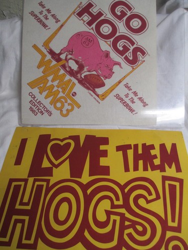 VINTAGE REDSKINS GO HOGS 1983 SUPERBOWL XVII PENNANT SQUARE /SIGN ...