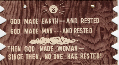 Komic Kard postcard. God Made Earth And Rested. God Made Man And Rested ...
