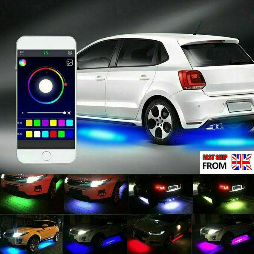 Phone App Control Under Car Tube Strip Light RGB LED Underglow body ...