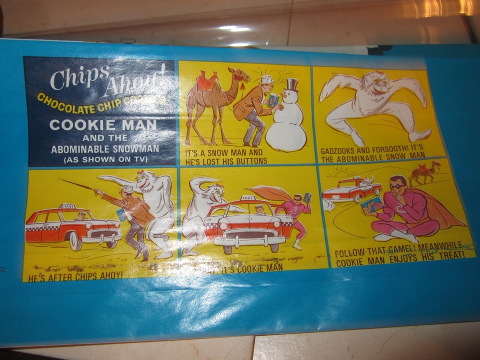 VINTAGE CHIPS AHOY Cookies COOKIE MAN Vs Snowman UNUSED Nabisco Bag ...