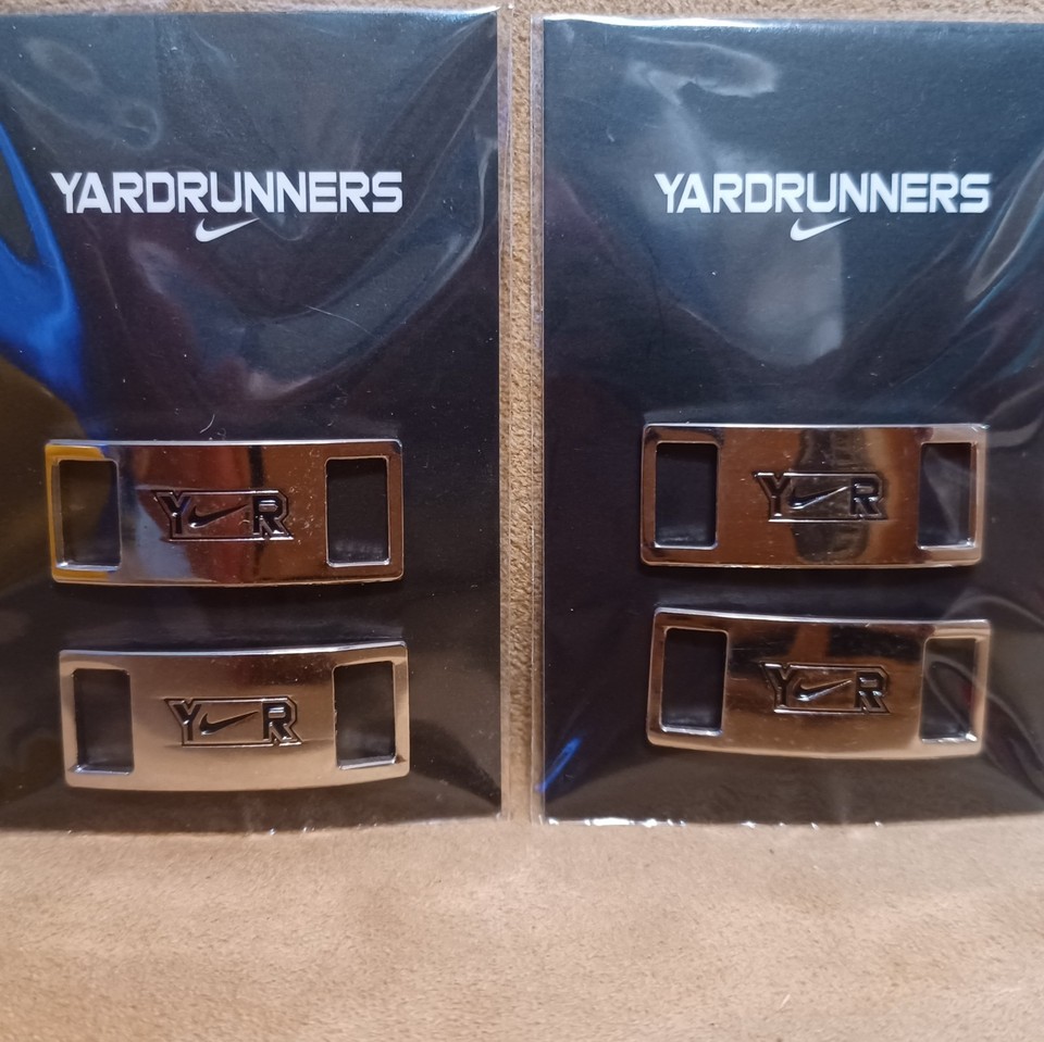 2 Set Nike Yardrunners Yard Runners Lace Tags Shoe Badge Silver New In Package | eBay