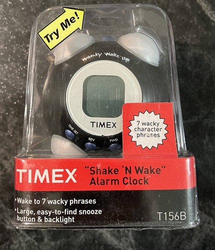 Timex Shake N Wake Talking Shaking Alarm Clock 7 Wacky Phrases NEW | eBay