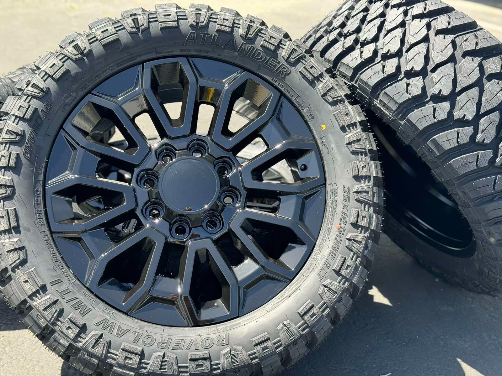 2025 22" Rims Wheels 35" Tires 8x180 GMC Sierra HD Chevy Silverado 2500 ...