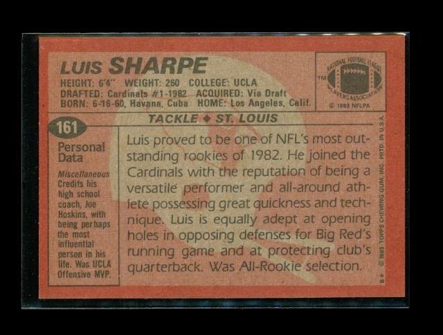 Vintage 1983 TOPPS Football Trading Card #161 LUIS SHARPE St Louis ...