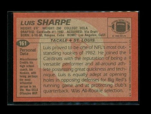 Vintage 1983 TOPPS Football Trading Card #161 LUIS SHARPE St Louis ...