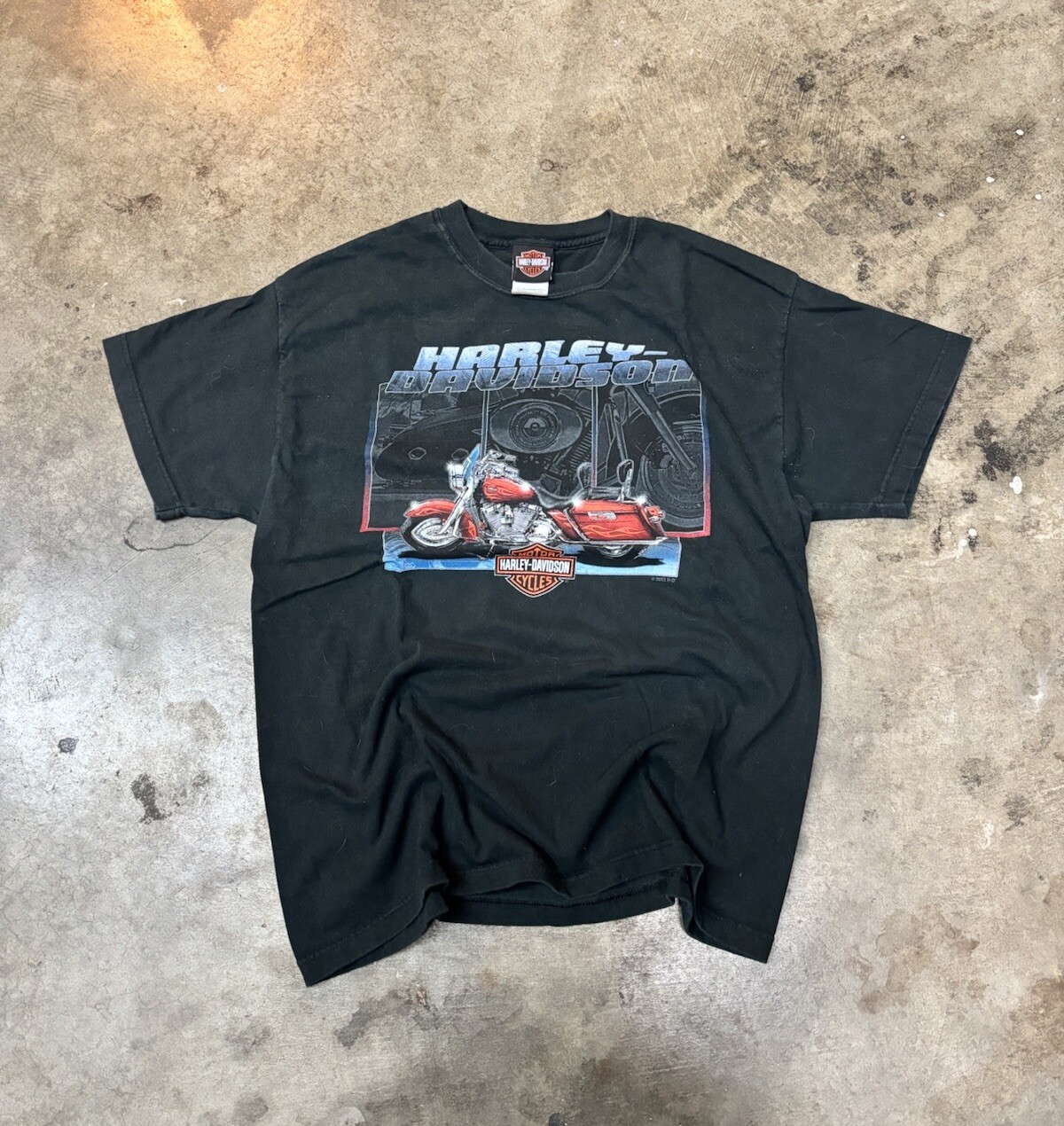 Vintage Harley Davidson Car Racing Graphic Tee Men's … - Gem