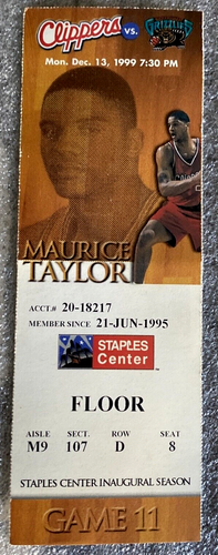 Maurice Taylor Clippers vs Grizzlies NBA Ticket Stub Monday December 13 ...
