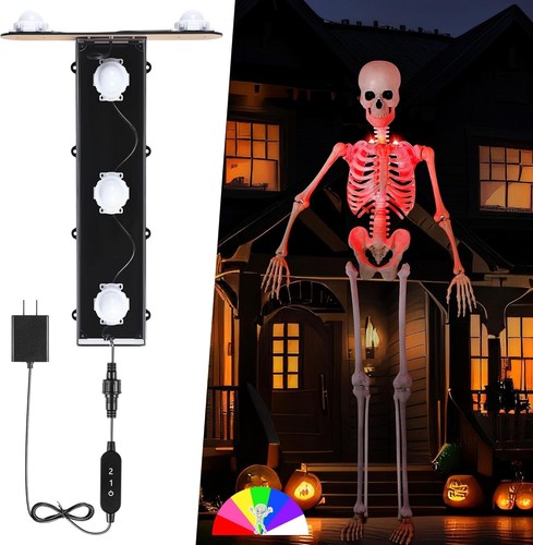 Halloween 12 Ft Skeleton Lighting Kit, Giant Skeleton LED Lighting, 3 ...