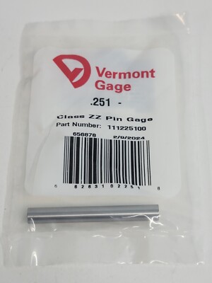 Vermont Gage - 111225100 - .251- Class ZZ Pin Gage | eBay