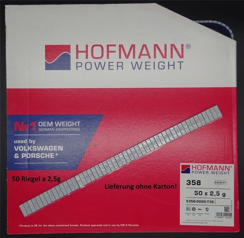 50x 2,5g Klebegewichte Hofmann Typ 358 OEM Zink silber 19x6,5mm VW ...