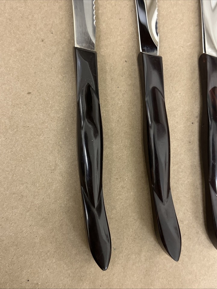 3 Cutco 1759 Serrated TABLE-STEAK KNIVES Brown Handle USA READ | eBay