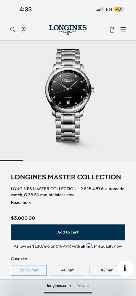 Longines Master Collection Automatic Men’s 38mm L2.628.4.57.6 with Box ...