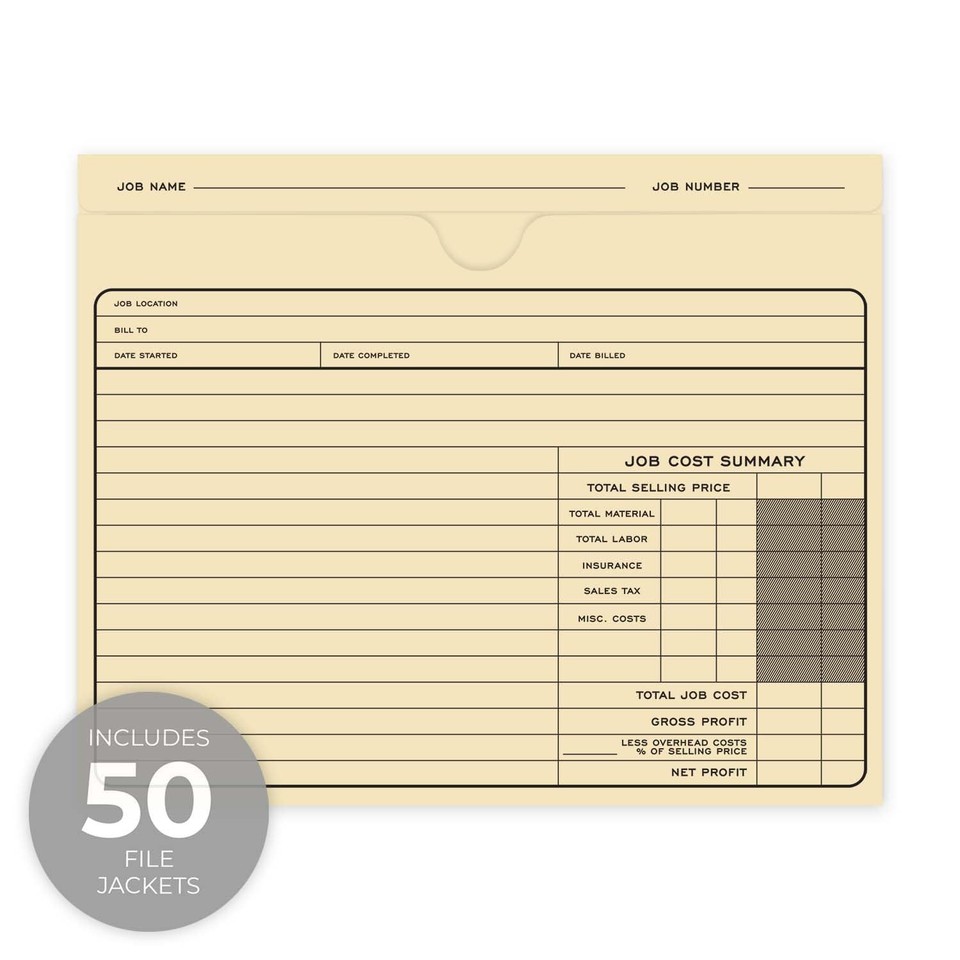 Classic Professional Manila File Folder / 50 Preprinted Job Folders ...