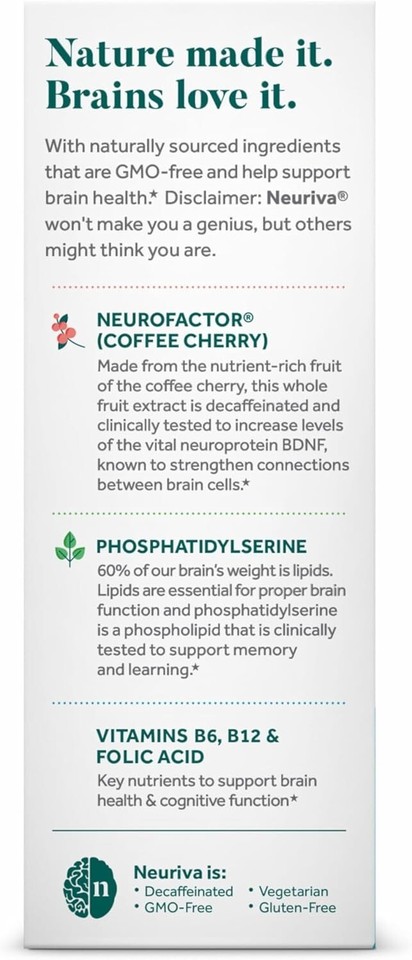 Neuriva Plus Brain Health Naturally Sourced Ingredients (30 CAPSULES ...