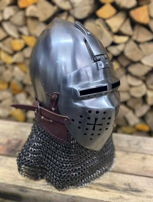 Medieval 12 Century Bassinet Helmet Elite Knight Helmet Full Face ...