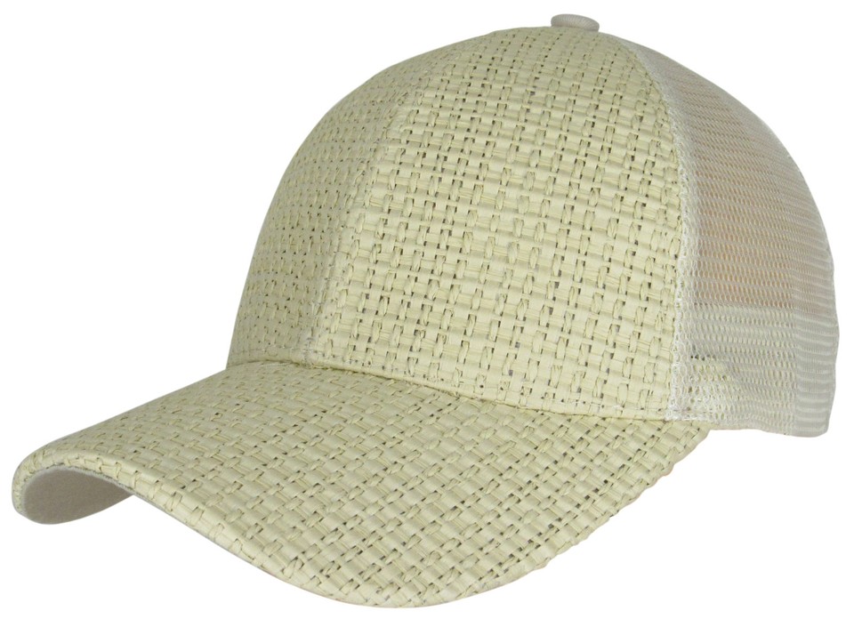 Men Women New Wicker Straw Woven Baseball Cap Curved Visor Summer Hat ...