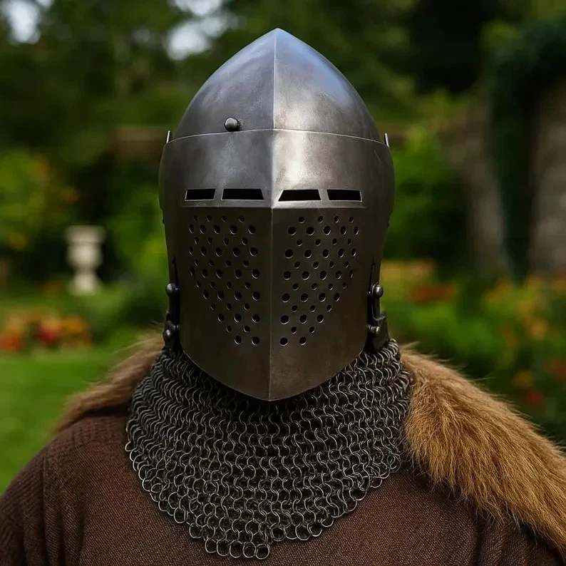 Medieval Spoleto Bascinet Helmet 16 Gauge Steel Knight Armor Christmas ...