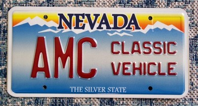Nevada Vanity License Plate AMC CLASSIC VEHICLE Base Javelin Rebel AMX ...