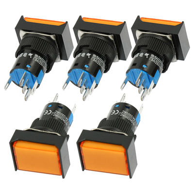 5 Pcs NEW DC 24V Momentary Orange Lamp Rectangular Push Button Switch ...