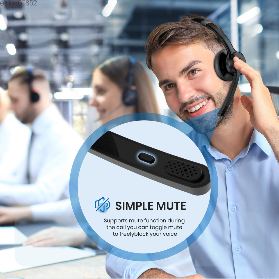 Trucker Bluetooth 5.2 Wireless Headset With Noise Cancelling Mic For ...