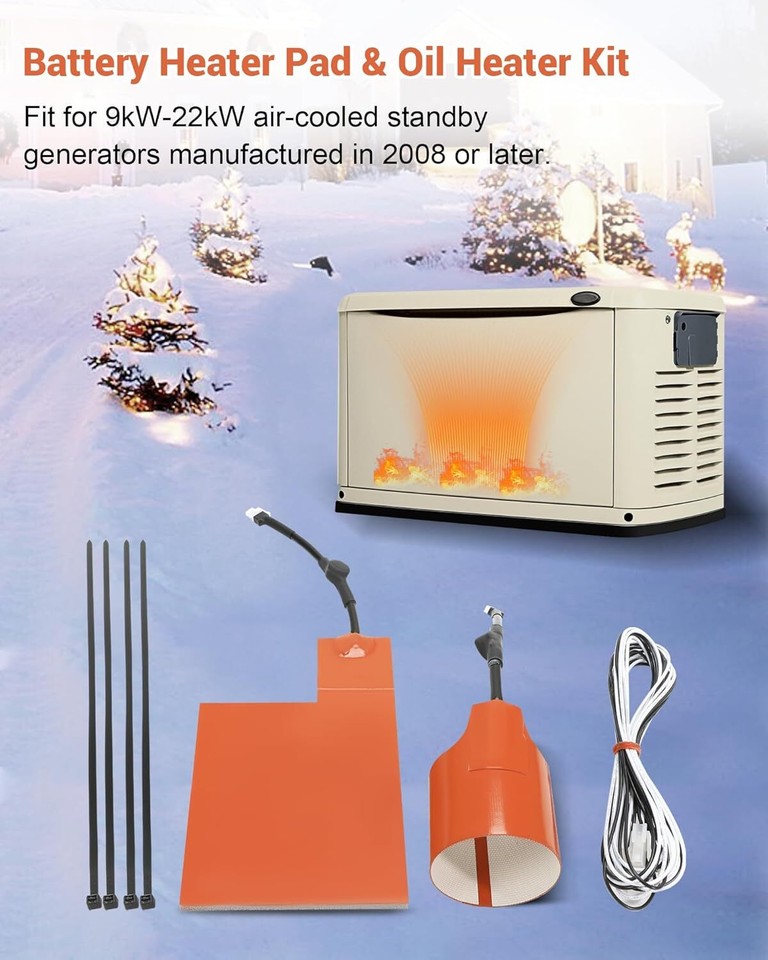 Cold Weather Kit for Generac, Oil Heater Kit & Battery Heater Pad | eBay