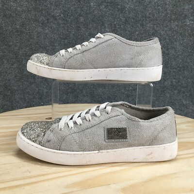 Daisy Fuentes Shoes Womens 8M Maggie Sneakers Gray Silver Glitter Lace ...
