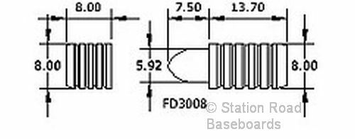 8 X 8mm Precision Model Railway Train Set Baseboard Alignment Dowel ...