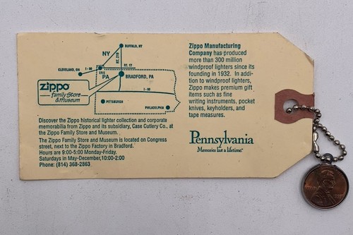 Zippo Lighter Guarantee Card Cent Never Spent Keychain Case Visitors ...