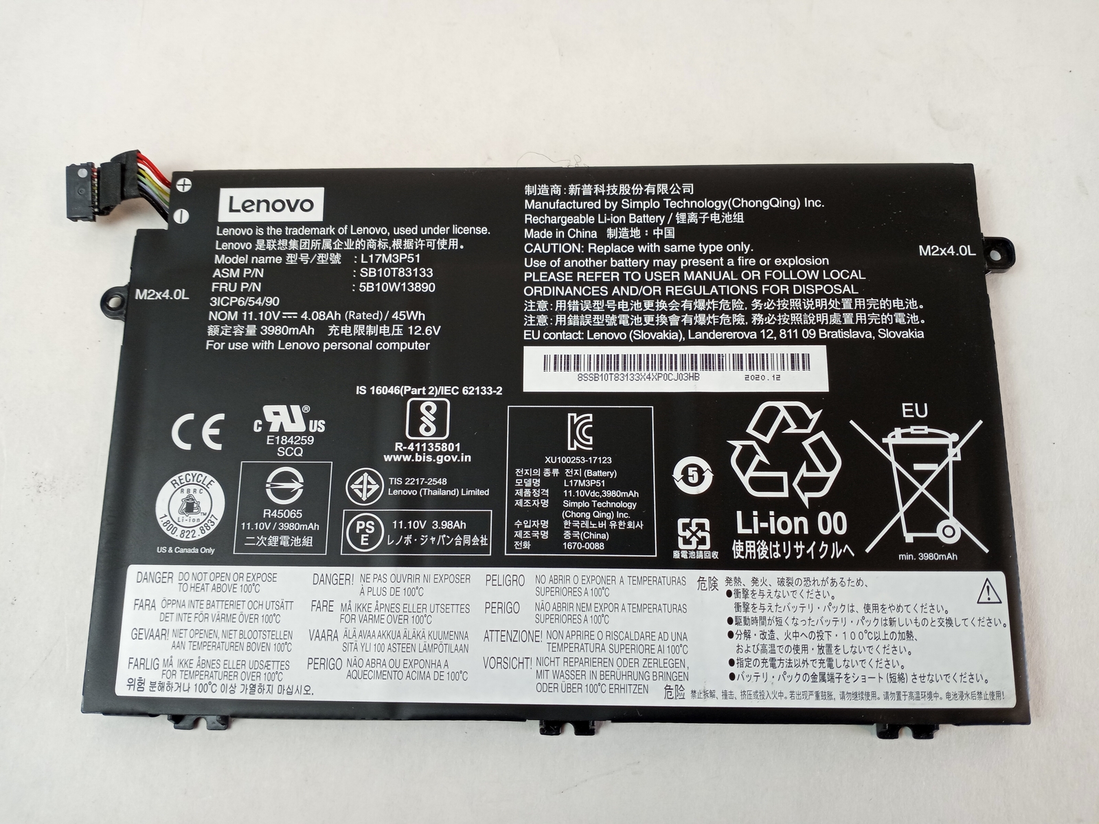 Genuine Lenovo ThinkPad E480 E580 Battery L17M3P52 5B10W13890 for sale ...