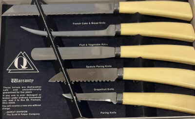 Quikut Knives Stainless Steel Blond Style Quickcut Quick Cut USA Set ...