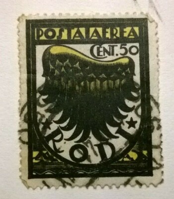 Francobollo Colonie Italiane Rodi Posta aerea 50 Cent. | eBay