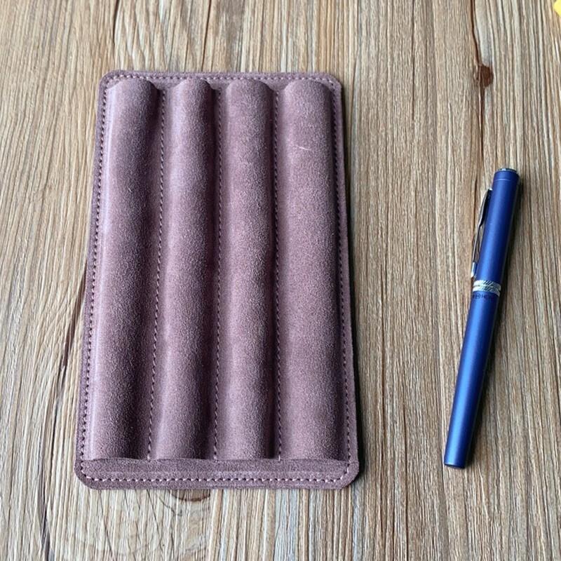 Cowhide 3 Slots Pens Tray Holder Display Pen Stand Desktop Organizer ...