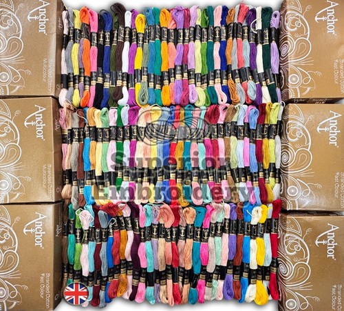 100 Anchor Cross Stitch Embroidery Skeins Colours, Floss 100% Cotton ...