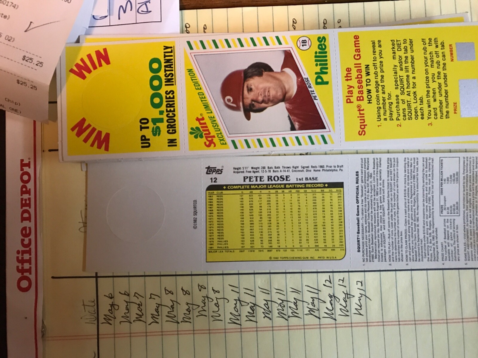 1982 UNCUT SQUIRT CARD Pete Rose Philadelphia Phillies 5 cards | eBay