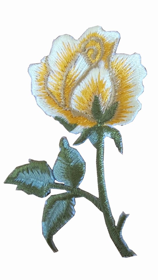 #5705Y 3"H Yellow Rose Flower Embroidery Iron On Appliqué Patch | eBay