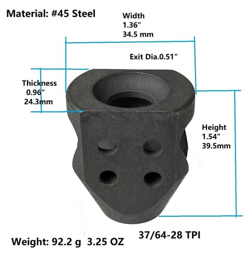 All Steel .45 Compact Mini Tanker Muzzle Brake .578-28 (37/64x28) with ...