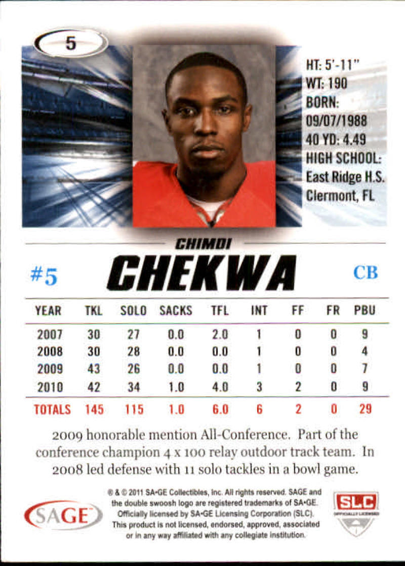 2011 SAGE Hit - #5 Chimdi Chekwa (RC) for sale online | eBay