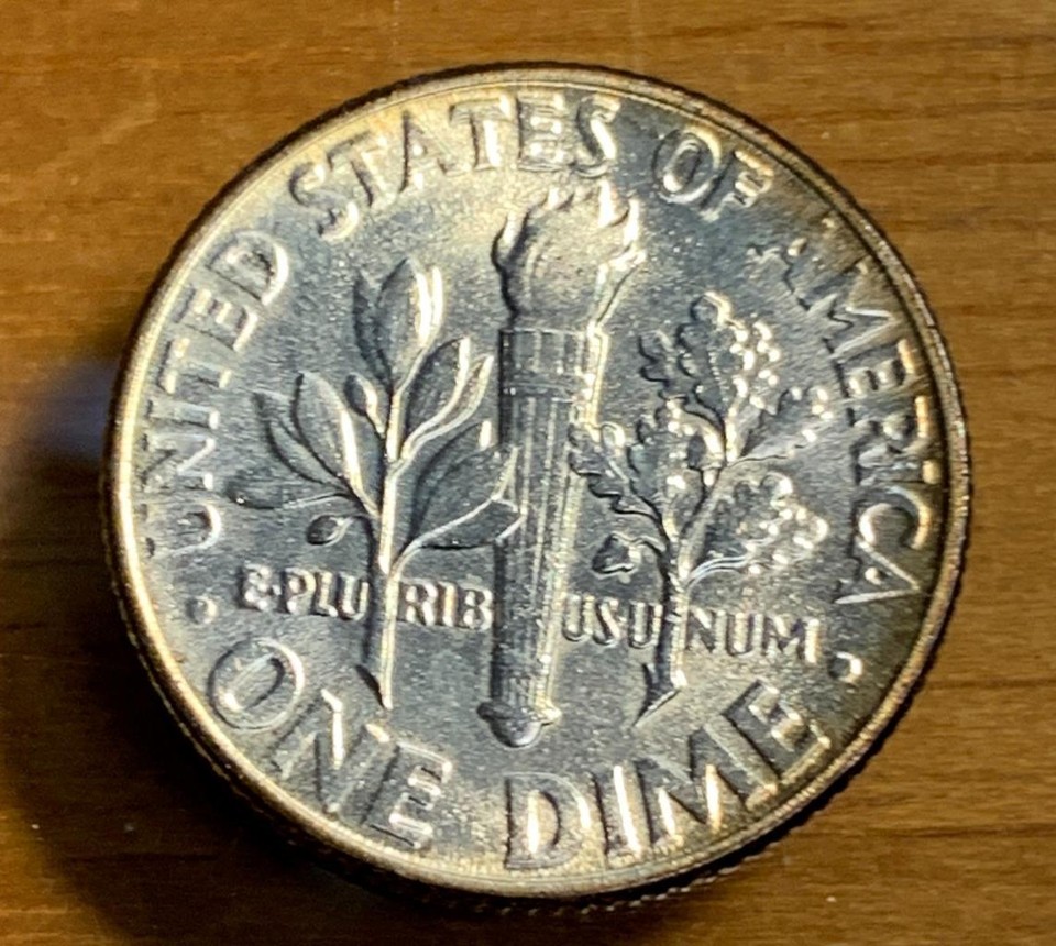 1954-P Roosevelt Dime Rainbow Toned Uncirculated Condition SKU# 34321 ...