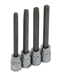 TORX / STAR BIT SOCKET SET T40 T45 T47 T50 3/8" Drive 100mm Long Reach ...