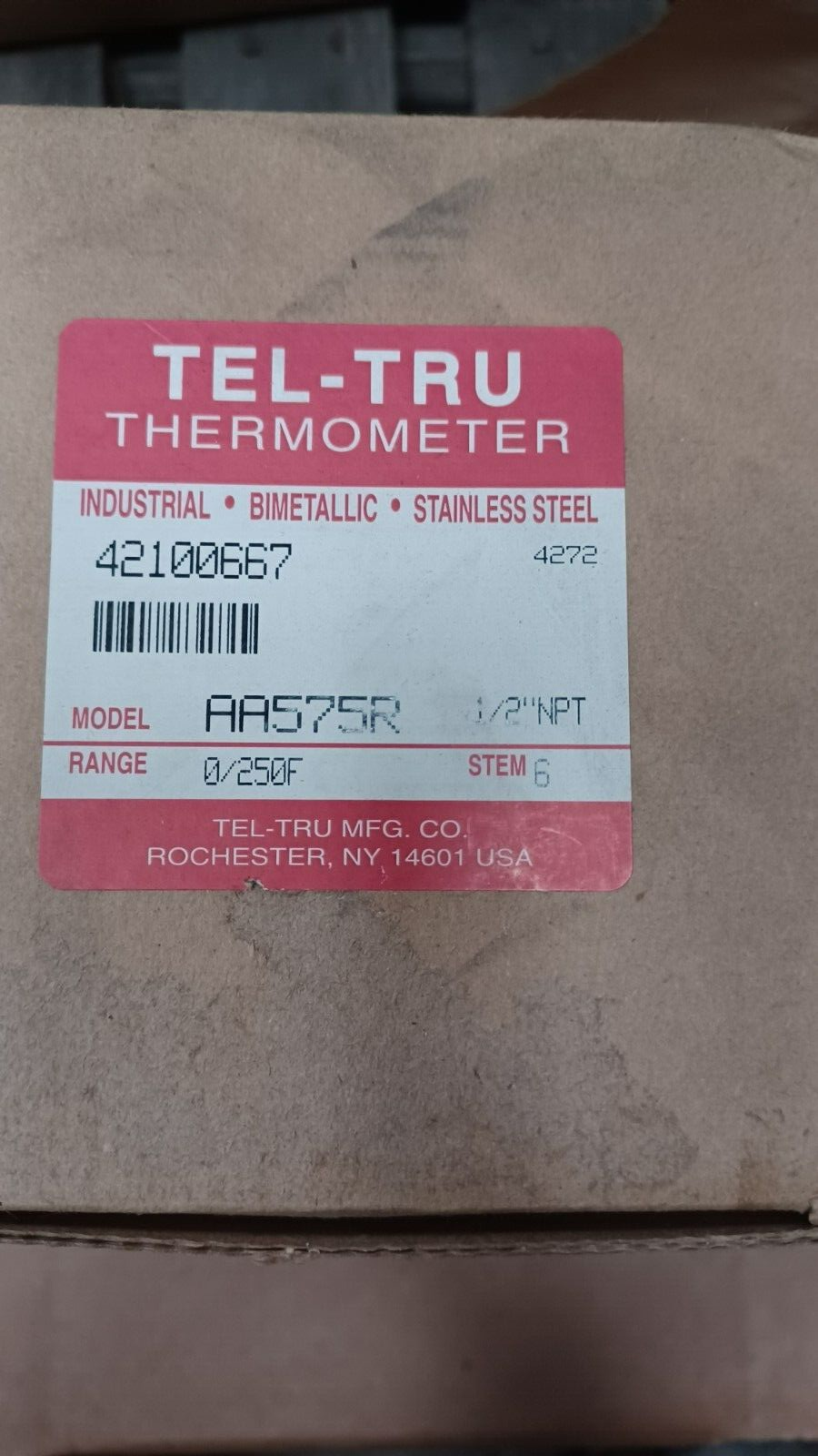 Tel-Tru Thermometer AA575R Industrial Bimetallic Stainless Steel 200 ...