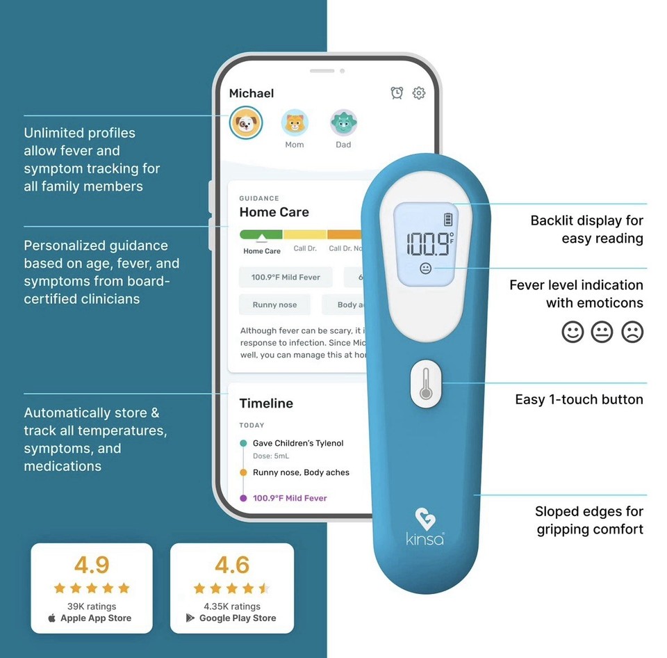 Kinsa Quick Scan Non-Contact Smart Thermometer Smartphone App NEW | eBay