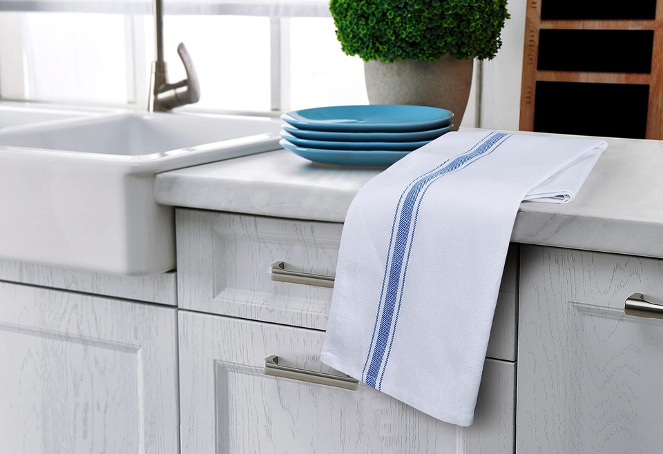 Blue Dish Towels [12 Pack - 15 x 25 Inches] 100% Ring Spun Cotton ...