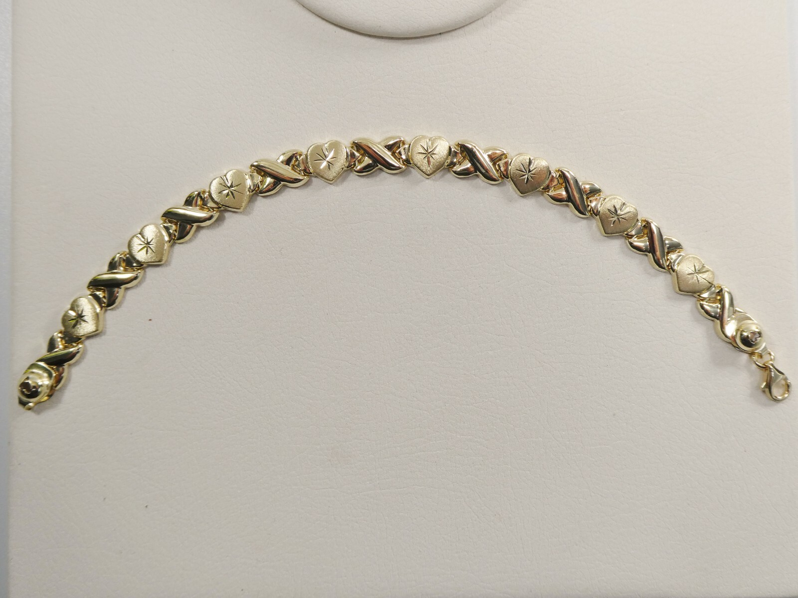 REAL 10K GOLD XOXO/ XO HEART HUGS AND KISSES BRACELET | eBay