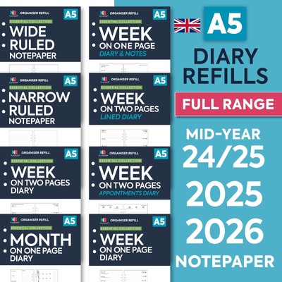 Academic 24/25 2025 2026 Filofax A5 COMPATIBLE refills diary inserts ...