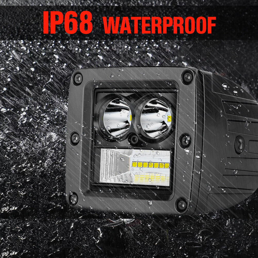 2X 3" LED Work Light Spot Cube Pods Bar Driving White/Amber Fog Lamp ...