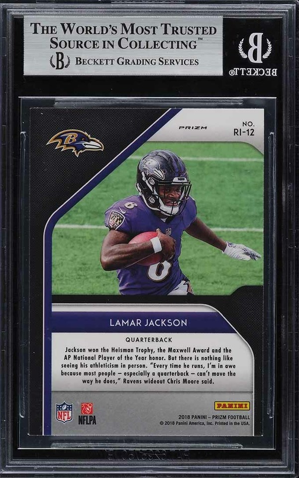 2018 Panini Prizm Introduction Lamar Jackson #12 Rookie Card - BGS 9 ...