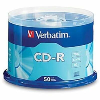 Verbatim CD-R Spindle, 700MB, Pack of 50 | eBay