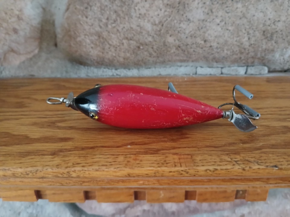 South Bend Surf Oreno No.963R red Wood Glass Eyes SUPER RARE! NICE COND ...