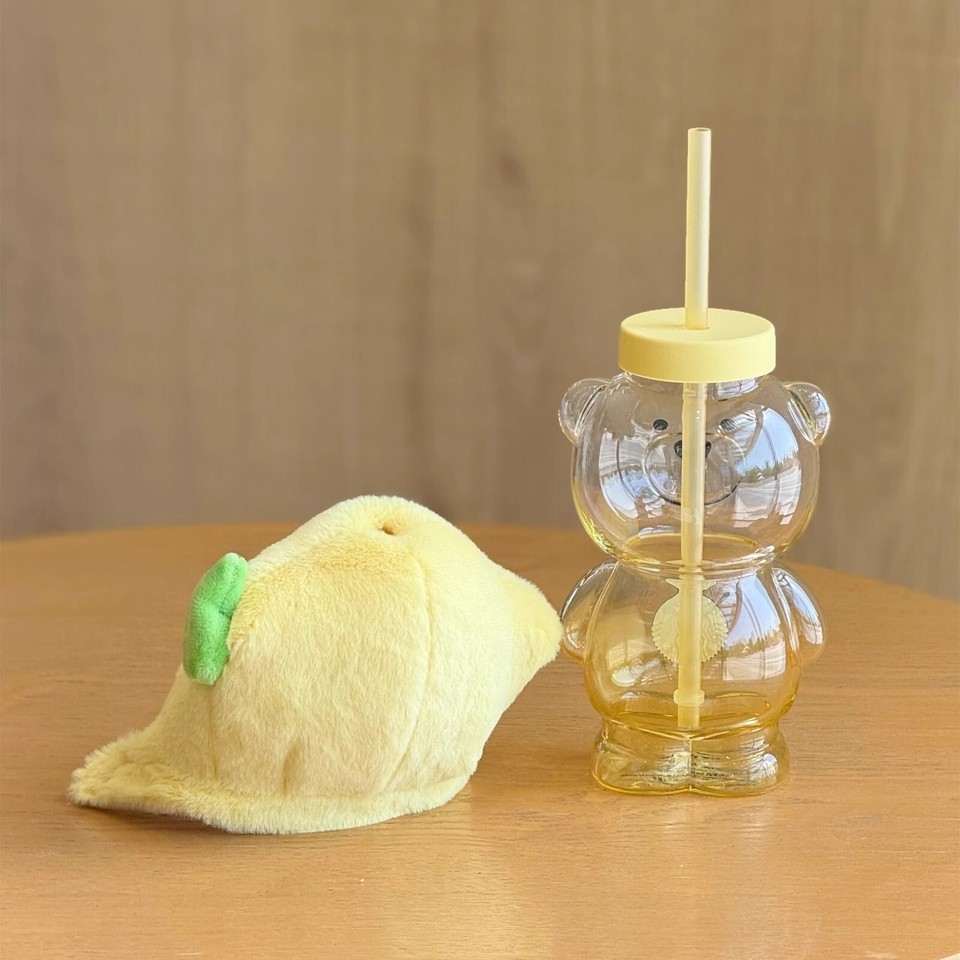 2025 China Starbucks Fruit Series 15oz Bear With Lemon Cap Glass Straw Cup Gifts | eBay
